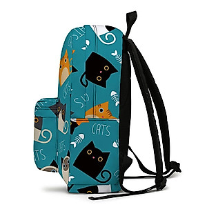 YCGRE Cat School Backpack, Lightweight Cute Kids Backpack Classic Bookbag Cool Daypack for Teen Boys Girls High School Student, 17 Inch