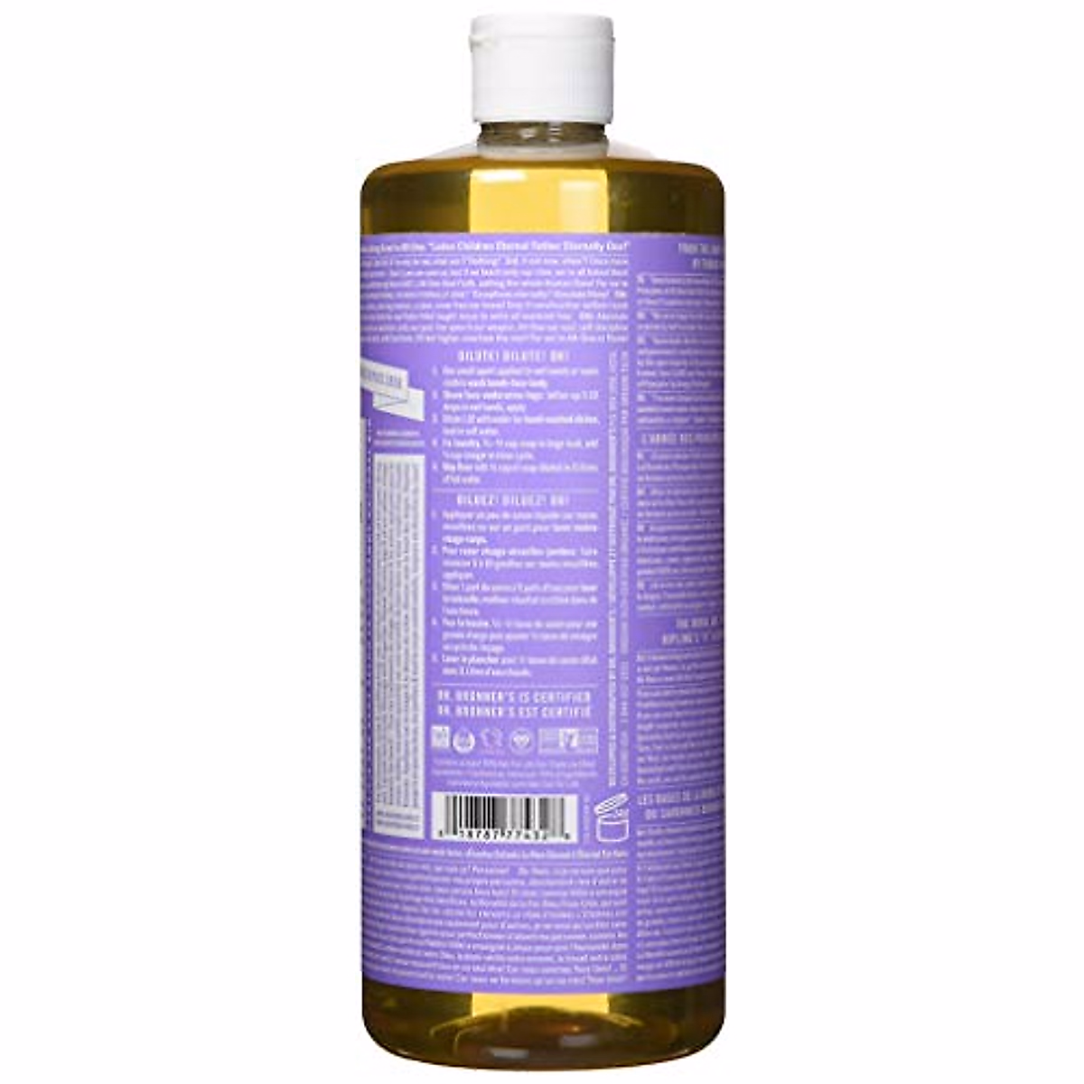 Dr. Bronner’s - Pure-Castile Liquid Soap (Lavender, 32 Ounce) - Made with Organic Oils, 18-in-1 Uses: Face, Body, Hair, Laundry, Pets and Dishes, Concentrated, Vegan, Non-GMO
