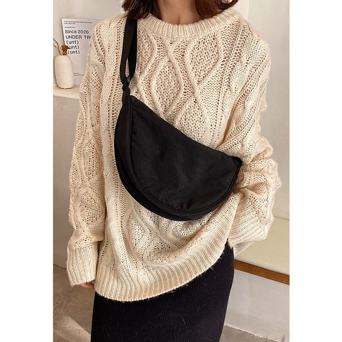 Crossbody Bag Hobo Sling Crescent Bag Women Men Trendy Small Shoulder Bag Purse Dumpling Bag Casual Handbag Adjustable Strap