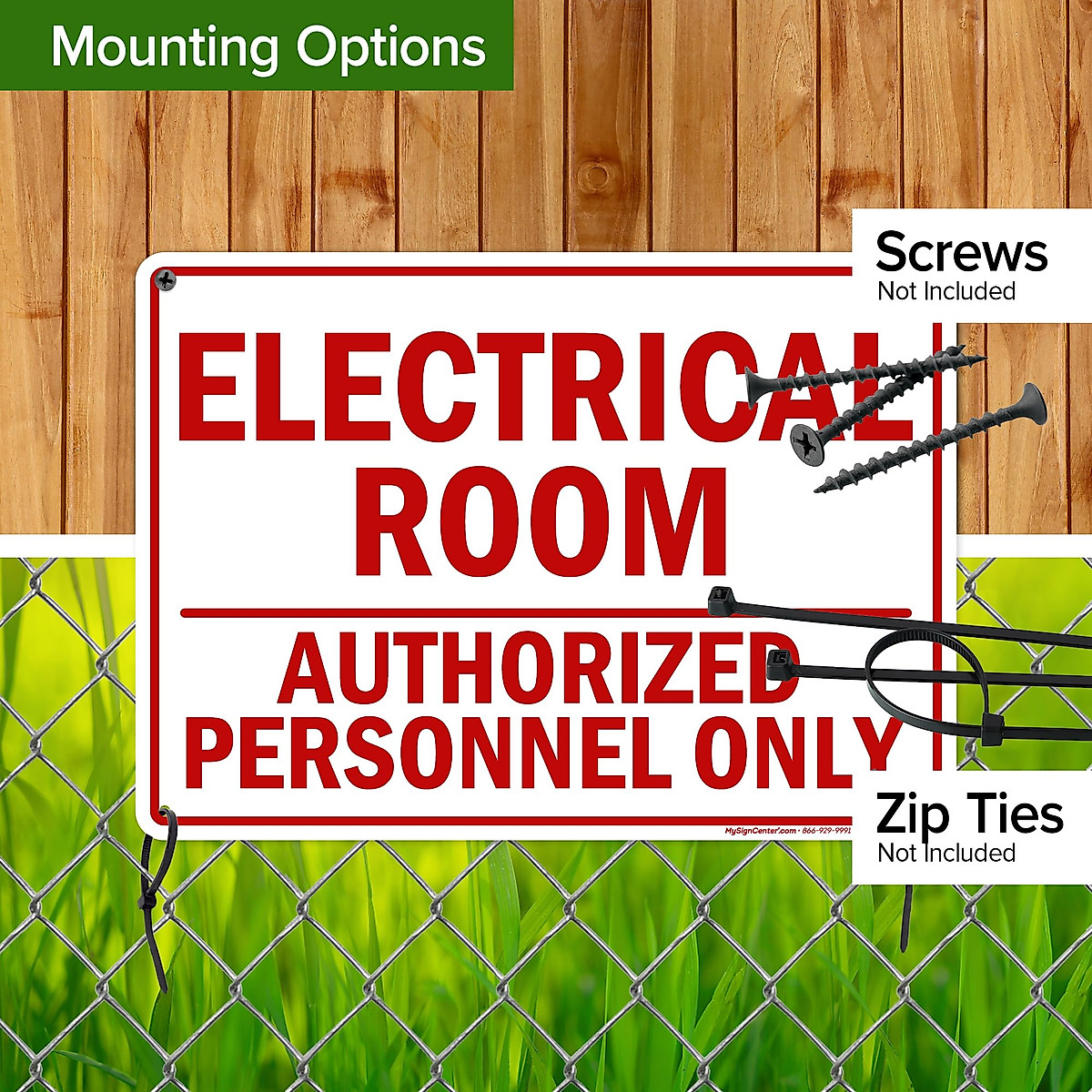 Electrical Room Authorized Personnel Only Sign, 10x14 Inches, Rust Free .040 Aluminum, Fade Resistant, Made in USA by My Sign Center