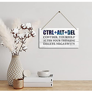 CTRL+ALT+DEL - Control Yourself-Alter Your Thinking - Delete Negativity. Inspirational Home Office Decor，Bedroom Decor, Farmhouse home decoration sign，or Any Other Home Decor