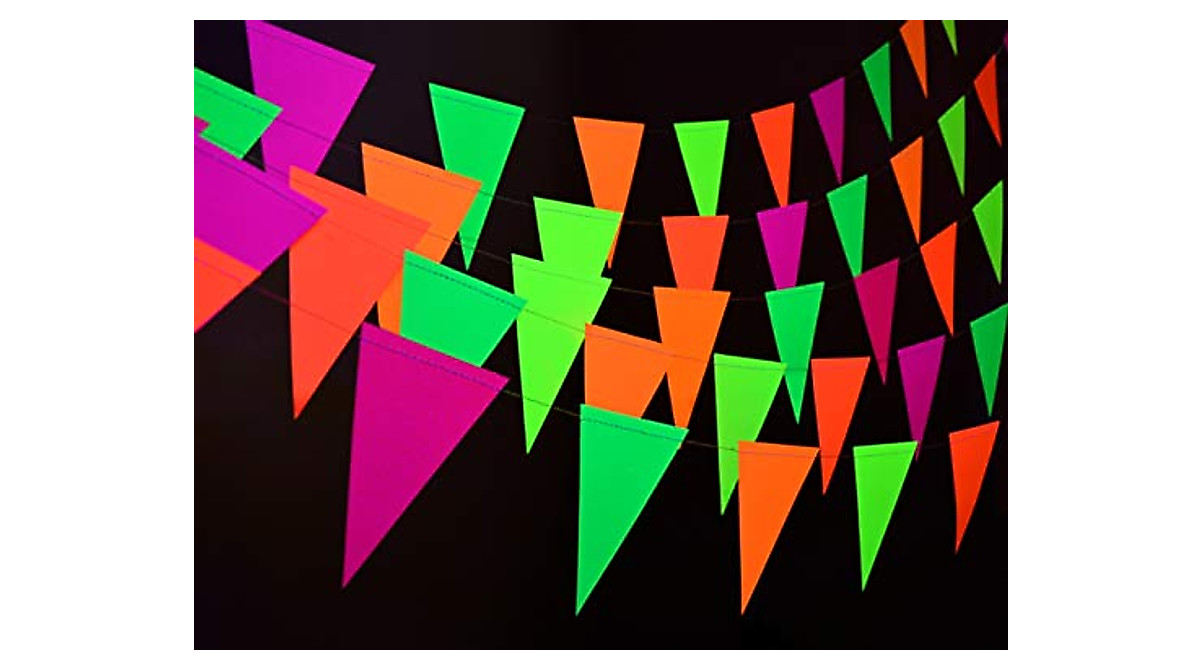 Neon Paper Pennant Banner for Glow Parties & Events | Midnight Glo