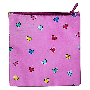 Yumbox Pochette 8x8 in. Large Reusable Sandwich & Snack Bag (2-Pack) - Eco-Friendly, BPA-Free, Water-Resistant, Easy-Wash - Woof & Hearts Design - Perfect for School, Work & Travel