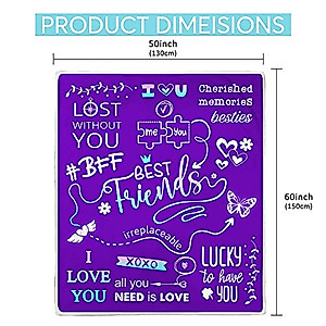 Bonsai Tree for Women, Friendship Gifts for Women, Best Friend for Women Blanket, Birthday Gifts Gift for Women BBF, Friends Blanket Female, 50”x60” Purple