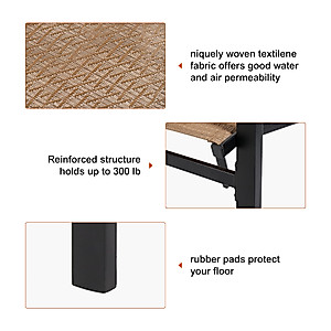 Anmutig 5 Piece Outdoor Patio Dining Set, 4 Textilene Chairs & 1 Square Dining Table for Backyard Front Porch Pool Deck Outdoor Furniture Set - Light Brown