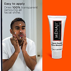 Mënaji Liquid Powder Shine Eliminator | Anti-Shine Powder for Men | Facial Oil Eliminator | Smooths Fine Lines & Wrinkles | 100% Transparent Anti-Shine Liquid Powder | 1.25 FL OZ