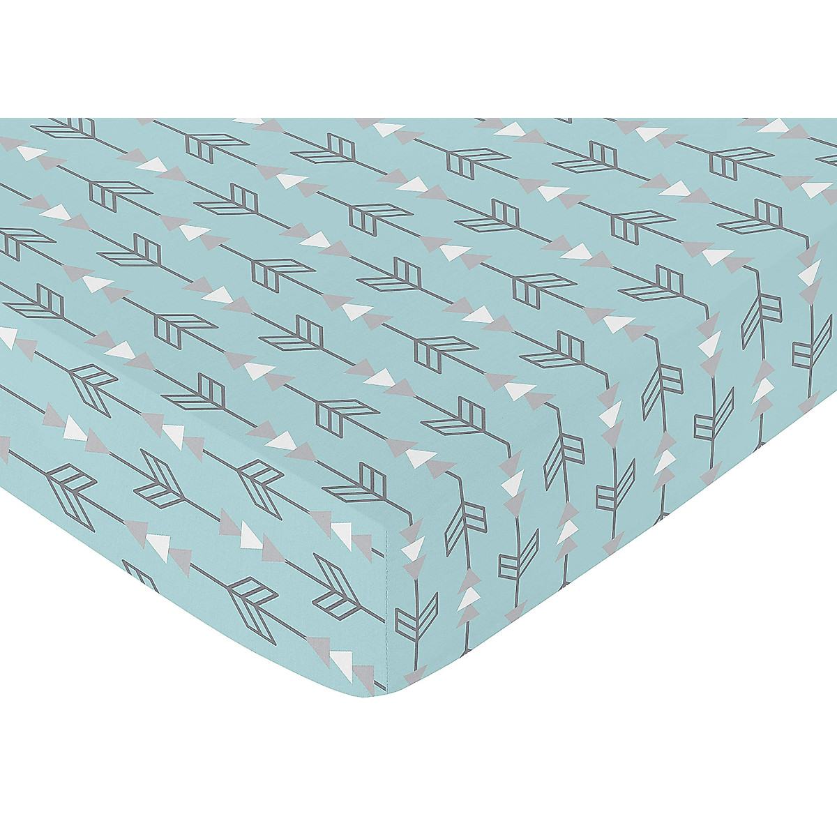 Fitted Crib Sheet for Turquoise Blue and Gray Earth and Sky Baby/Toddler Bedding - Arrows Print