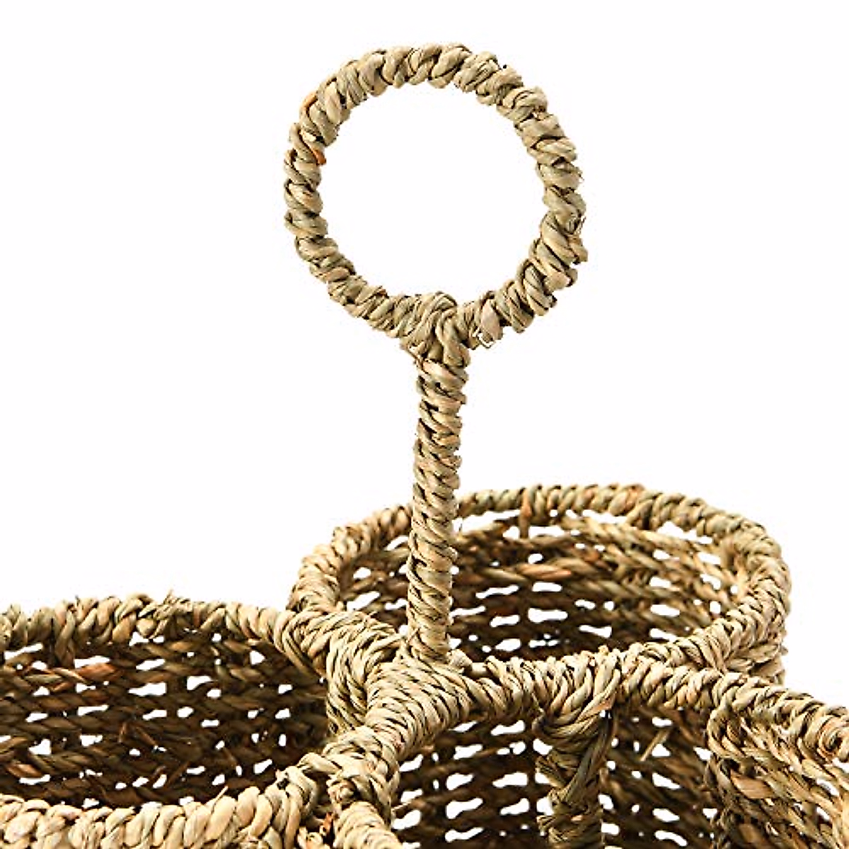 Creative Co-Op Woven Seagrass Caddy with 3 Sections Basket, Natural