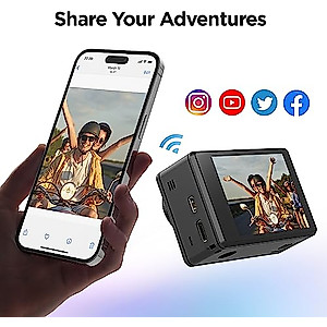 TIMNUT 4K Action Camera Touchscreen - Dual Screen Ultra HD EIS WiFi Sports Camera,40M Waterproof Camera 170°Wide Angle Vlog Camera 20MP Underwater Camcorder with Remote Control and 2 Batteries