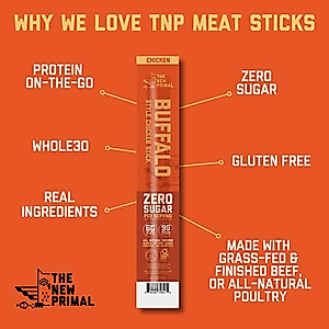 The New Primal Buffalo Chicken Sticks, Keto, Gluten Free Healthy Snacks, Sugar Free Low Carb High Protein, Jerky Meat Stick, 9g Protein, 20 Ct
