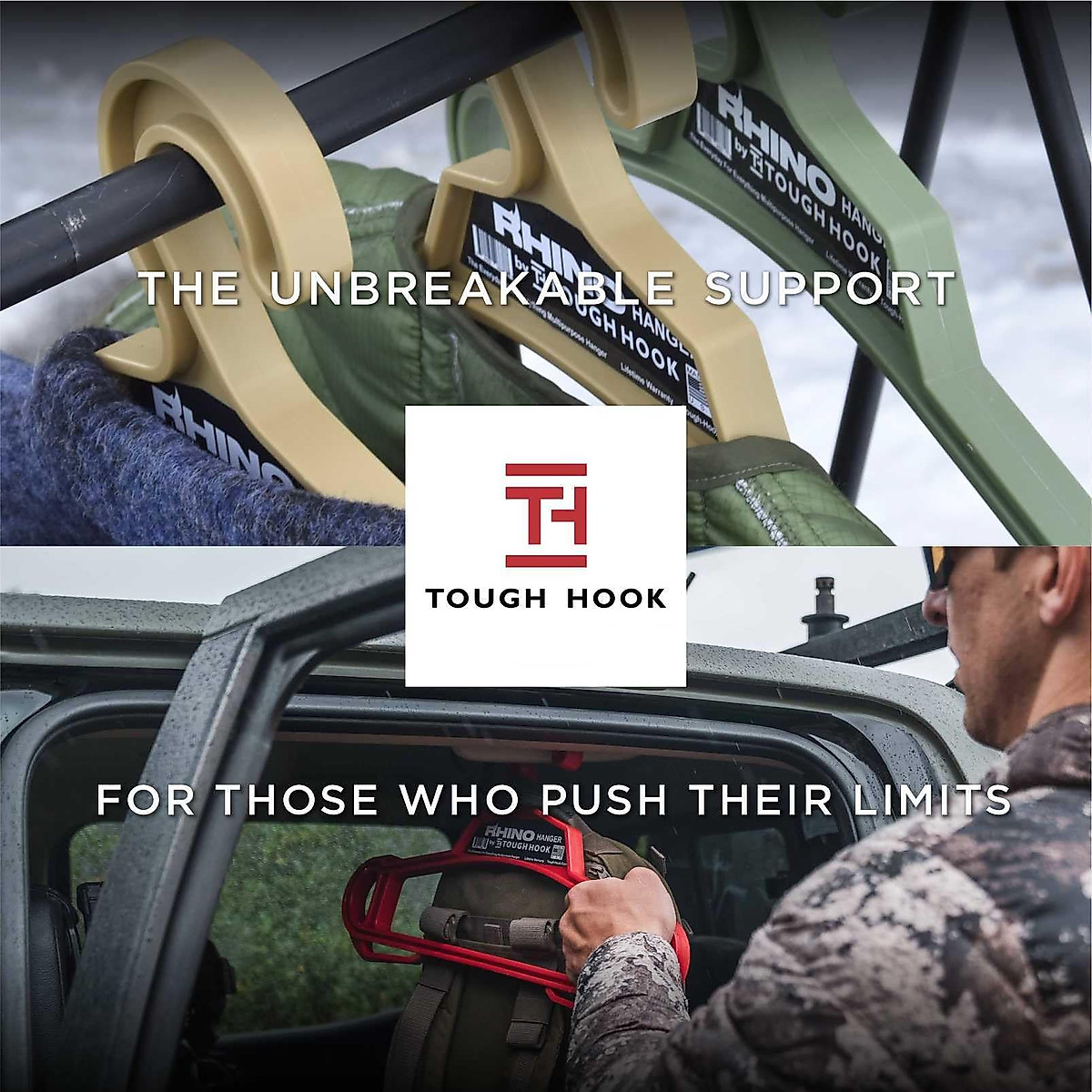 Tough Hook Rhino Xtreme Hanger, Black, Heavy Duty, 200 lb Capacity, Triangular, ABS Resin