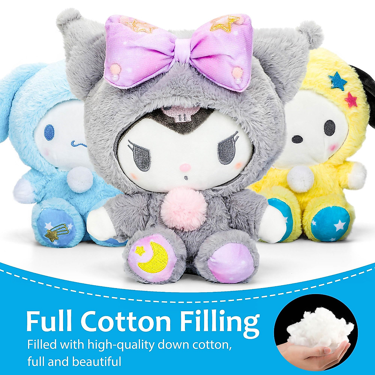 Datigur 4 Pack Kawaii Anime Plush Toys, Cute 10 Inch Stuffed Animal Pillow Doll Soft Cartoon Room Decor Toy Perfect Birthday Party Favor Present for Girls Boys Fans