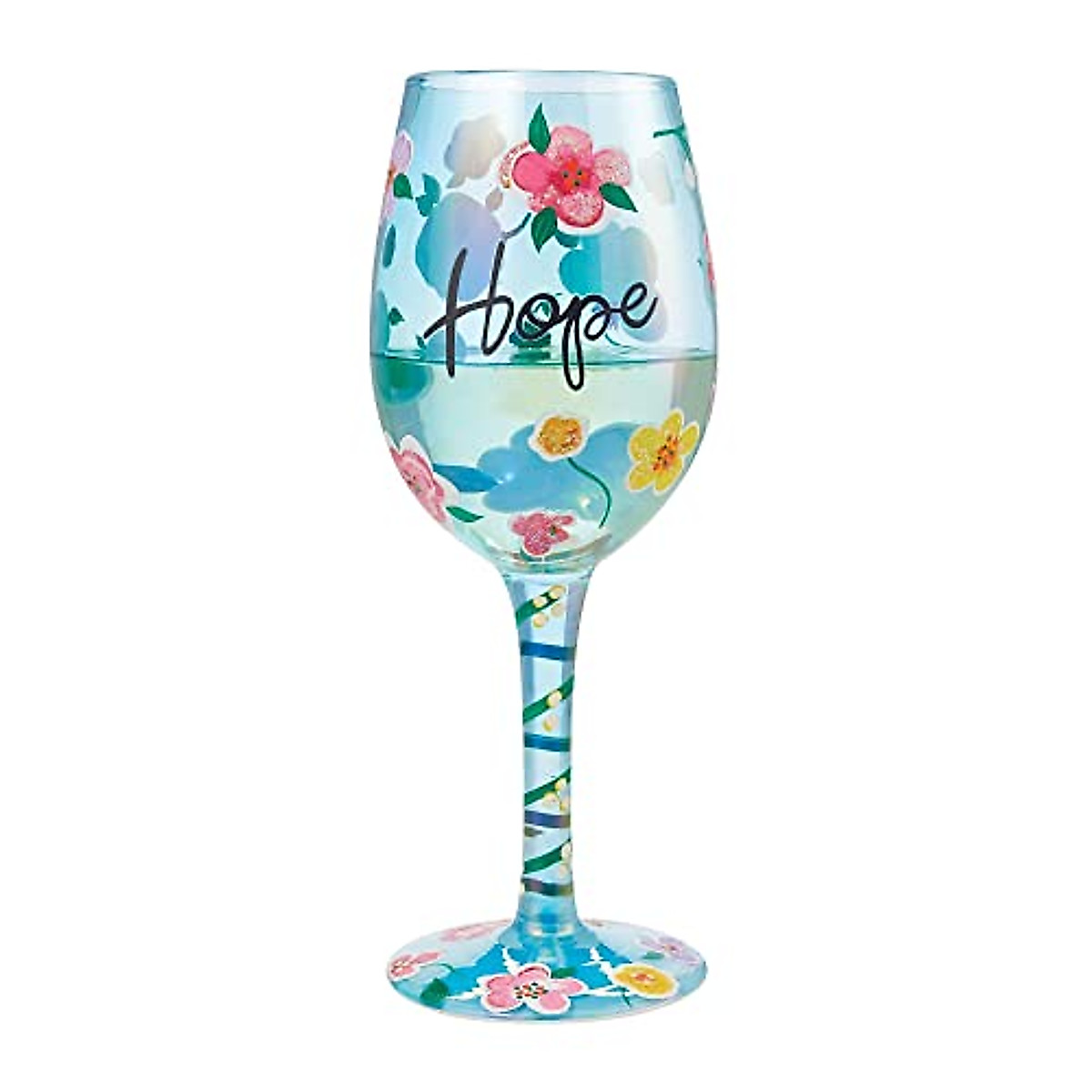 Enesco Designs by Lolita Hope Floral Hand-Painted Artisan Wine Glass, 15 Ounce, Multicolor