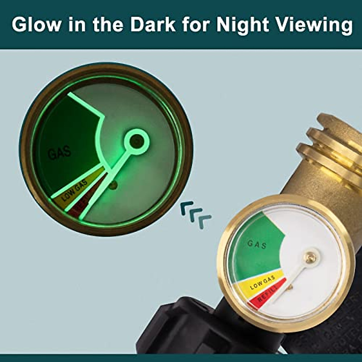 GASPRO 5 Feet Propane Adapter Hose 1lb to 20lb, Comes with A Propane Tank Gauge Level Indicator, Fit for Propane Stove, Gas Grill, Griddle, Heater and More