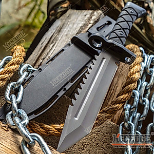 KCCEDGE BEST CUTLERY SOURCE Tactical Knife Hunting Knife Survival Knife Fixed Blade Knife Razor Sharp Edge Camping Accessories Camping Gear Survival Kit Survival Gear Tactical Gear 77077 (Silver)