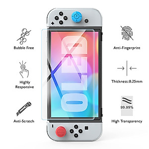 HEYSTOP Nintendo Switch OLED Carrying Case, 9 in 1 Accessories Kit for 2021 Nintendo Switch OLED with Dockable Protective Case Cover, HD Switch Screen Protector and Thumb Grip Caps (White)