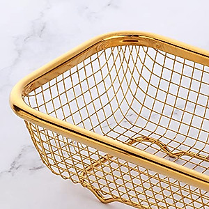 TUPMFG Kitchen Drawer Organizer, Stainless Steel Storage Basket for Silverware,Kitchen Utensil,Cutlery Tray Set Of 2, Gold