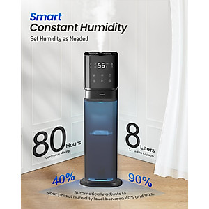 AILINKE Smart Humidifier Large Room, 2.1Gal/8L Humidifiers for Bedroom with Extended Tube&Night Light, Whole House Cool Mist Humidifiers 1000 sq.ft., WIFI App&Voice Control, School/Office/Warehouse