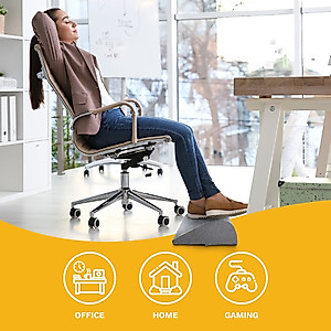 Premium Under Desk Foot Rest Cushion for Your Desk at Work, Home Office, and Gaming - Orthopedic, Ergonomic Memory Foam Foot Stool Cushion with Non-Slip Bottom (Gray)