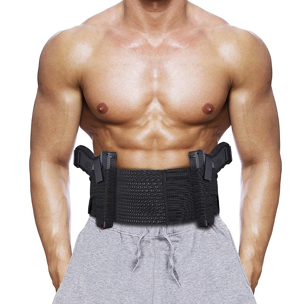 Accmor Belly Band Holster for Concealed Carry, Elastic Breathable Waistband Gun Holsters for Women Men, Comfortable Concealed Carry Belly Band Fits up to 55" Belly, Right and Left Hand Draw