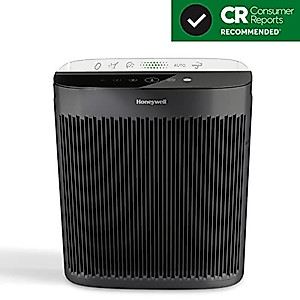 Honeywell HPA5300 InSight HEPA Air Purifier with Air Quality Indicator and Auto Mode, Allergen Reducer for Extra-Large Rooms (500 sq ft), Black - Wildfire/Smoke, Pollen, Pet Dander & Dust Air Purifier