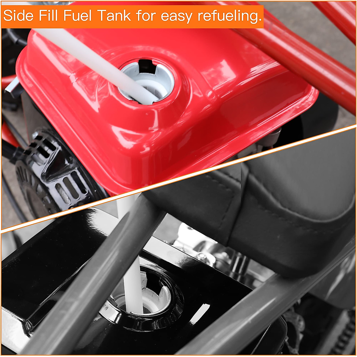 FVRITO Gas Fuel Tank for Hemi Predator 212cc 196cc 5.5hp 6.5hp Coleman CT200U CT200U-EX BT200X RB200 KT196 Massimo Baja Warrior MB200 GX160 GX200 Mini Bike Go Kart Clone Ghost Engine Parts Red