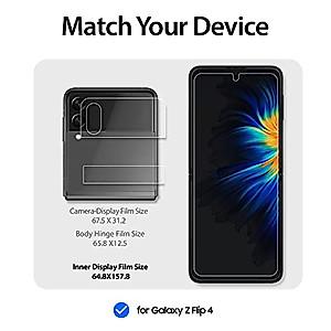 Whitestone GEN Film Screen Protector [Premium folding Film] Hinge Cover film Included, Hard Coated Film Screen Protector Anti-Bubble HD Clear PET Film Screen Guard for Samsung Galaxy Z Flip 4 (2022)