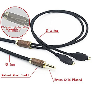 NewFantasia 4.4mm Balanced Cable 6N OCC Copper Silver Plated Cord 4.4mm Balanced Male Compatible with Sennheiser HD650 HD58X HD600 HD580 HD660S, Massdrop HD6XX Headphone Walnut Wood Shell 2.1m