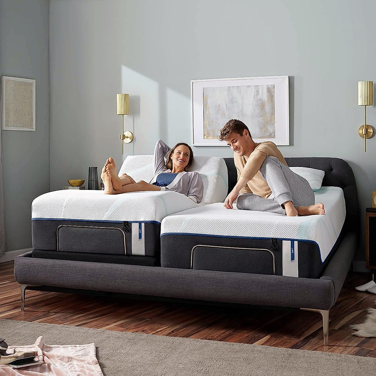 cebihy Adjustable Bed Frame, Adjustable Bed Base Split King for Stress Management, Zero Gravity Base, Head and Foot Incline with 3-Speed Massage, Anti-Snore, and Memory Pre-Sets(2pcs)