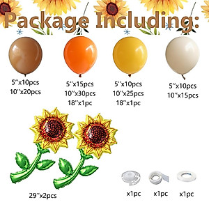 Sunflower Party Decorations 139Pcs Sunflower Yellow Balloon Arch Kit for Fall Sunflower Theme Birthday Wedding Baby Shower Party Decoration (Sunflower Kit)
