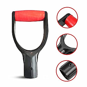 Plastic Spade Handle Shovel D Grip Handle, 32mm Inner Diameter Spade Snow Shovel Handle, Spade Snow Scoop Digging Raking Tools Hand Protect Garden Accessorie for Snow Shovel Digging Raking Tool (Red)