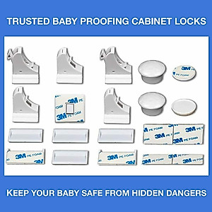 ItsyKidsyCare Baby Proofing Magnetic Cabinet Locks for Child Safety for Cabinets and Drawers No Tools or Screws Needed, 6 Locks, 2 Keys and 4 Bonus 3M Adhesives