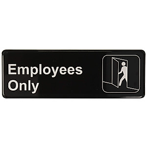 Thunder Group PLIS9304BK "Employee Only" Information Sign with Symbols, 9 by 3-Inch