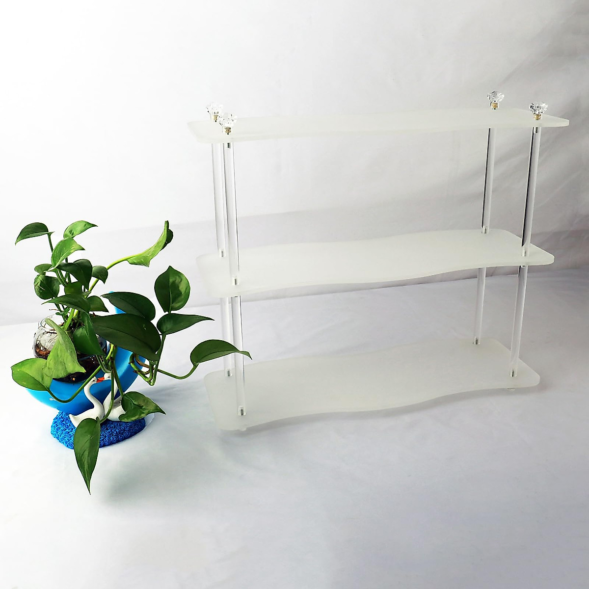 QIXIN Acrylic countertop Organizer, 3-Layer Acrylic Bathroom Sink Organizer countertop Vanity Shelf Cosmetic Perfume Display Shelf (Matte Color)