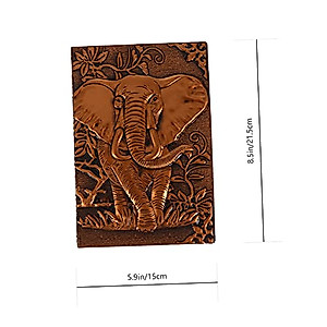 DEPILA Practical Lined Office Print Ruled College Notepad Retro Pu Hardbound for Notebook Notebooks Elephant Hardcover Cover Coffee Journal Diary Book Supplies Students A School Embossed Note pad