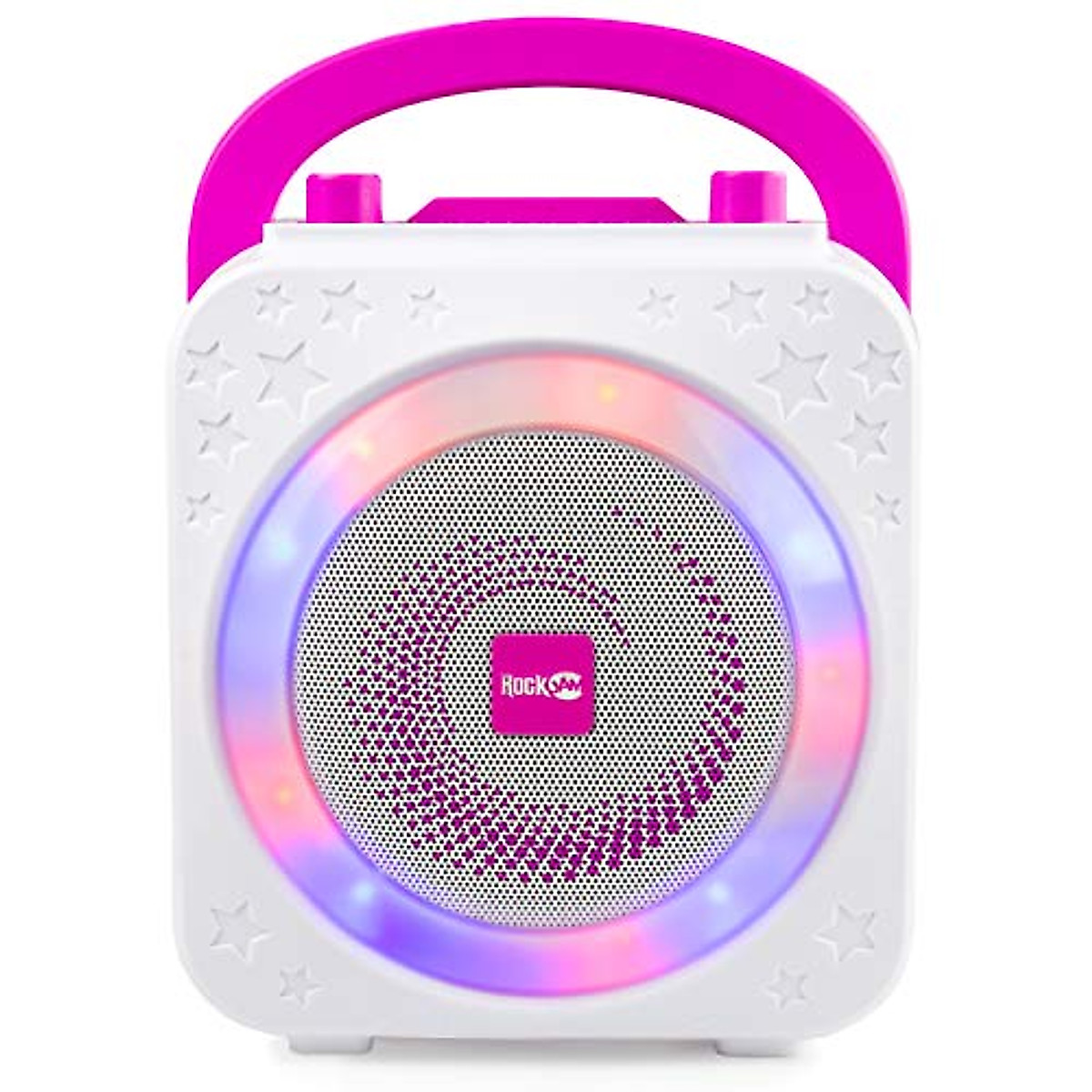 RockJam 10 Watt Rechargeable Bluetooth Karaoke Machine with Two Mics, Pink
