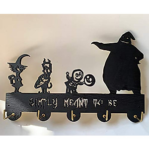 YSdesign The Nightmare Before Christmas Hooks-Jack Skellington Decor Wall Hooks,Wall Décor,Coat Hooks, Key Holder,Key Hanger for Wall、Entryway and Kitchen-11.8×7.8Inch、 Black 、Eco-Wood