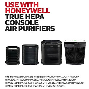 Honeywell HEPA Air Purifier Filter R, 3-Pack for HPA 100/200/300 and 5000 Series - Airborne Allergen Air Filter Targets Wildfire/Smoke, Pollen, Pet Dander, and Dust