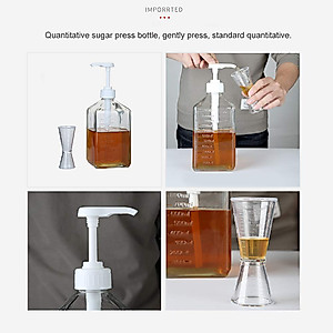 1600ml Simple Press Pump Bottle, Empty Syrup Ketchup Sauces Condiment Containers, Plastic Coffee Syrup Dispenser for Coffee Bar, Coffee Pump Dispenser, Food Dispenser for Home Kitchen