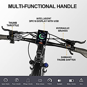 Accolmile 27.5" Electric Mountain Bike : ColaBear Adult Ebike with 8fun 48V 750W Mid Drive Motor & 17.5Ah Removable Lithium Battery & DPC18 Display, Shimano 8 Speed Gears (Black)