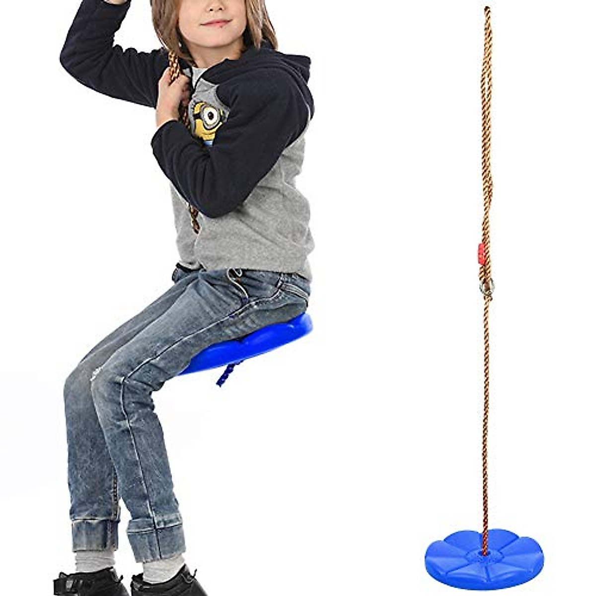 Saucer Tree Swing for Kids Adults，Climbing Rope Tree Swing Indoor Outdoor Disc Hanging Seat Playing Outdoor Play Equipment Children Toys(蓝色)