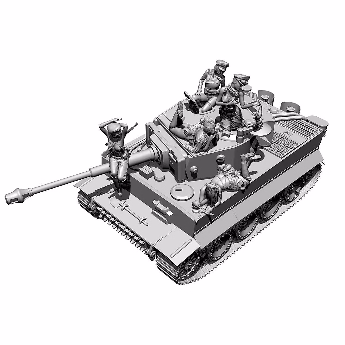 1/35 Resin Soldier Figure Model Kits DIY Beauty 5 Set Soldier colorless and self-Assembled YFWW-2158 (Without Tank)