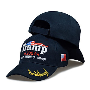 Idealforce Trump Hat 2024 MAGA Adjustable Trump Hat Baseball Cap (Navy-Save)