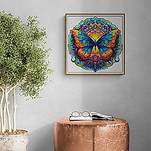 Wooden Jigsaw Puzzle Butterfly Shape, 200pcs 10.1x9.9in. Eco-Friendly Unique Animal Shape Mandarin Butterfly Puzzle Gift with Wooden Stand in Wooden Box for Adults and Kids