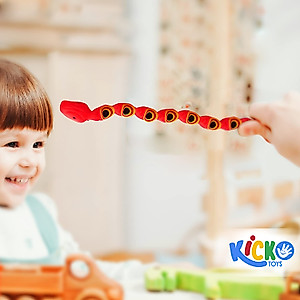 Kicko Wacky Wiggly Jointed Snakes, 15 Inches - Fun and Educational Plastic Toys for Kids - Teach and Improve Motor Skills - Perfect Fidget Party Favor for Boys & Girls - Pack of 12