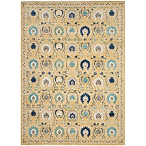SAFAVIEH Evoke Collection 3' x 5' Gold / Ivory EVK251B Boho Non-Shedding Living Room Bedroom Accent Rug