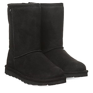 BEARPAW Women's Elle Short Vegan Black Size 9 | Women's Boot Classic Suede | Women's Slip On Boot | Comfortable Winter Boot