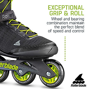 Rollerblade Zetrablade Elite Men's Adult Fitness Inline Skate, Black and Lime, Performance Inline Skates