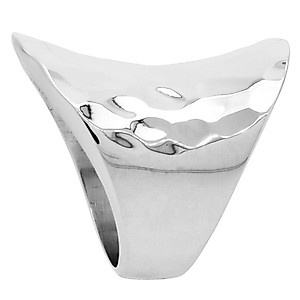1 1/8 inch (28mm) Sterling Silver Long Cigar Band Ring for Women Hammered Finish Concave Solid Back Handmade size 10.5