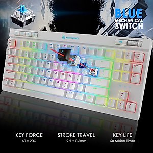 ZIYOU LANG Mechanical Gaming Keyboard,Chroma RGB 18 Kinds LED Backlit Keyboard with Wired Type C,87 Keys Anti-ghosting,Blue Switch and 4 Low Profile Switch Scroll Wheel for PC Gamers
